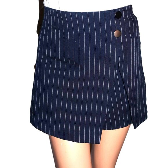 no brand | Shorts | Dark Navy Blue White Striped Wrap Skort 2 | Poshmark